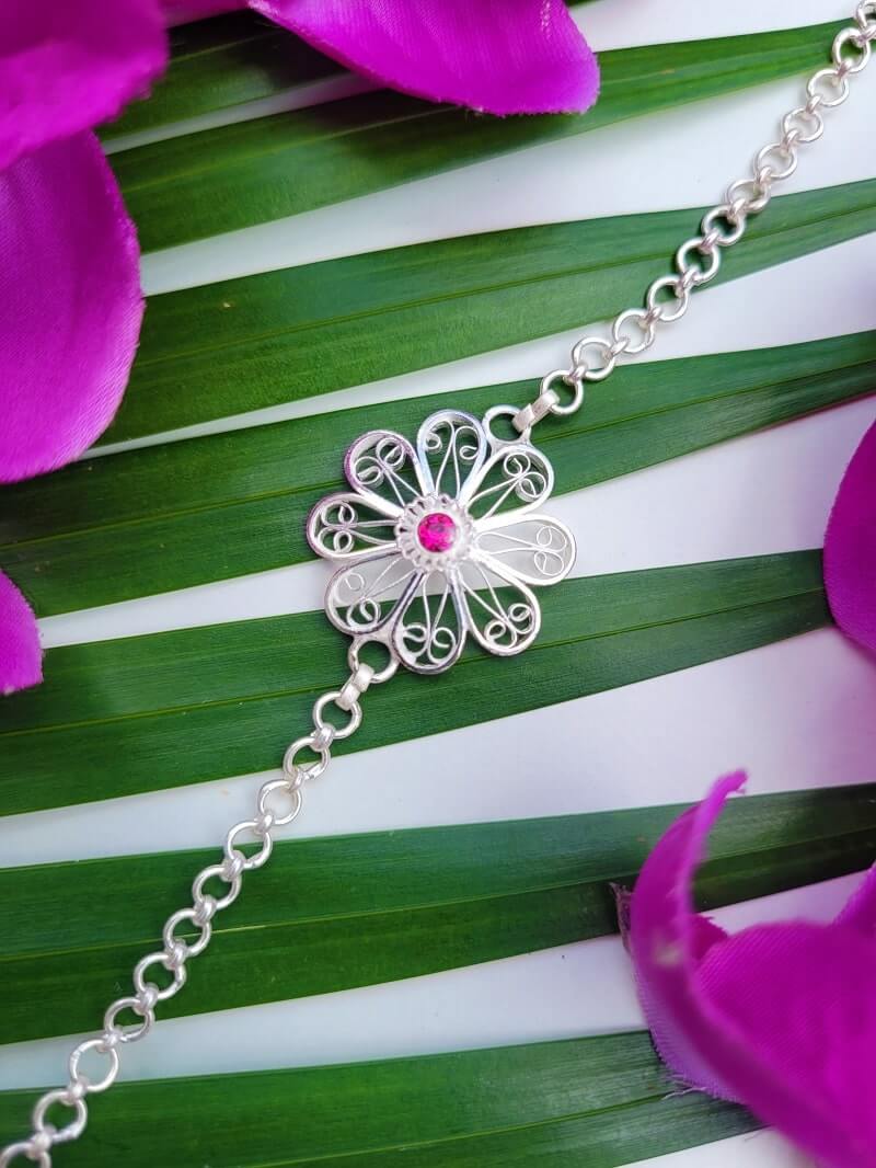 Silver Rakhi Online - Buy Silver Filigree Rakhi by Silverlinings