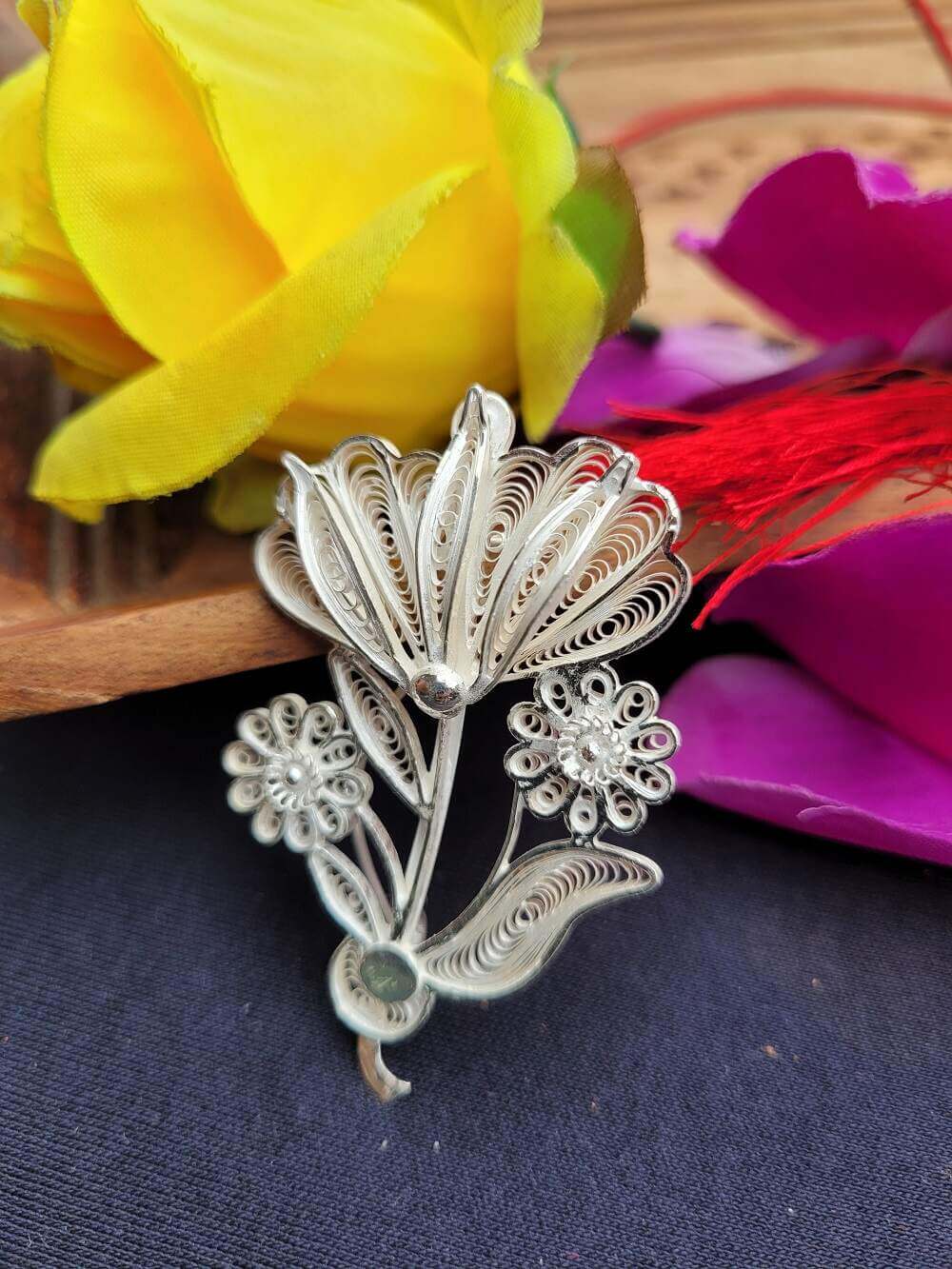 Floral Brooch in Silver | Silverlinings | Tarakasi Jewelry Cuttack