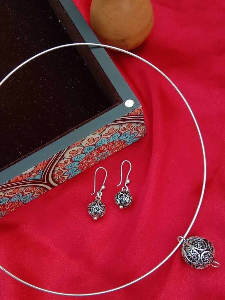 Silver Oxidised Hasli Necklace | Odisha Tarakasi by Silver Linings ...