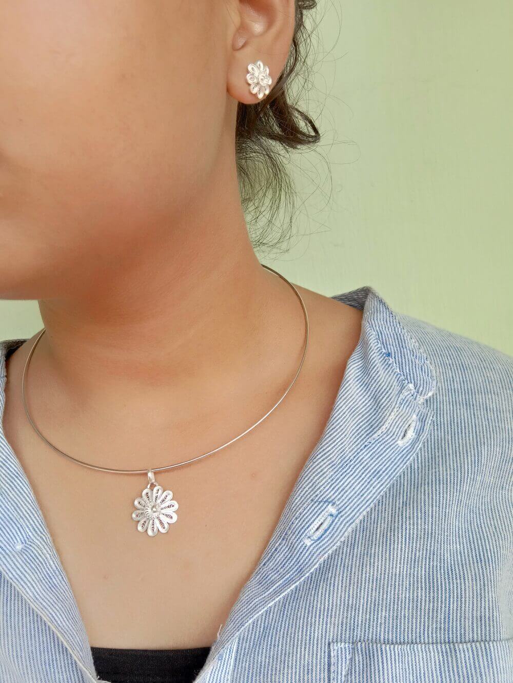 Silver Hasli Necklace Set | Odisha Filigree by Silver Linings ...