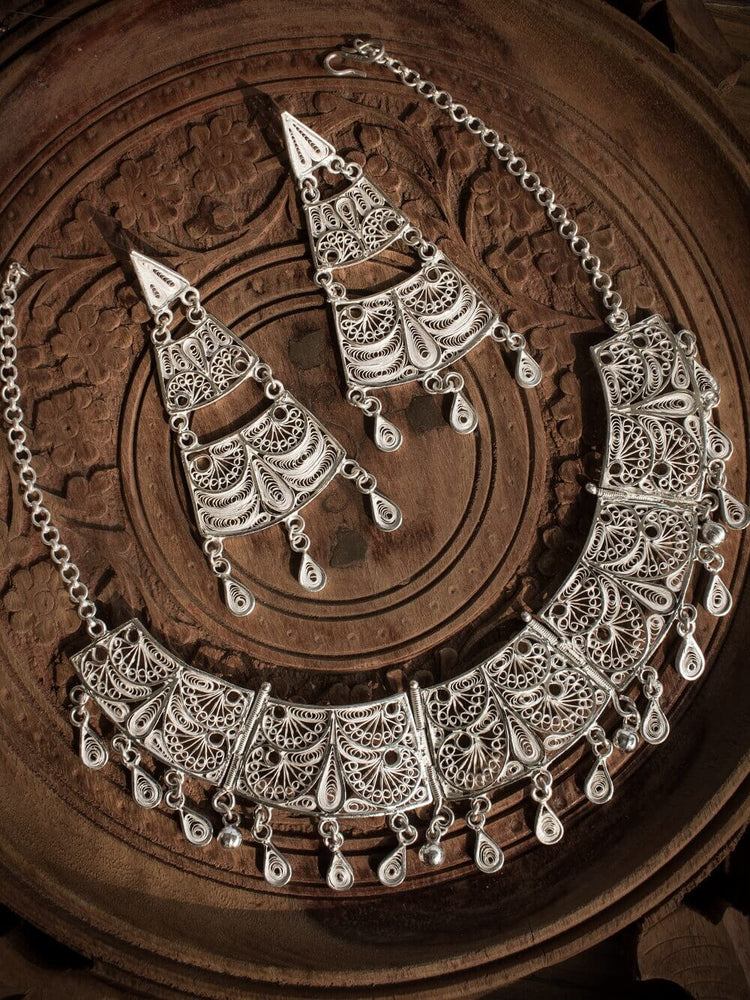 Silver Necklace Sets online for Women | Silver Linings Filigree ...